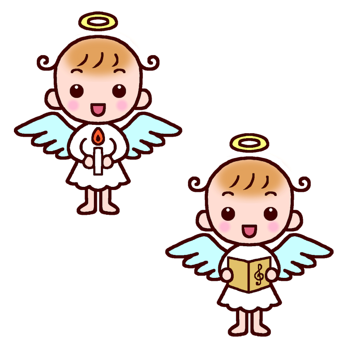 二人の天使カラー天使天使1クリスマス無料イラスト素材